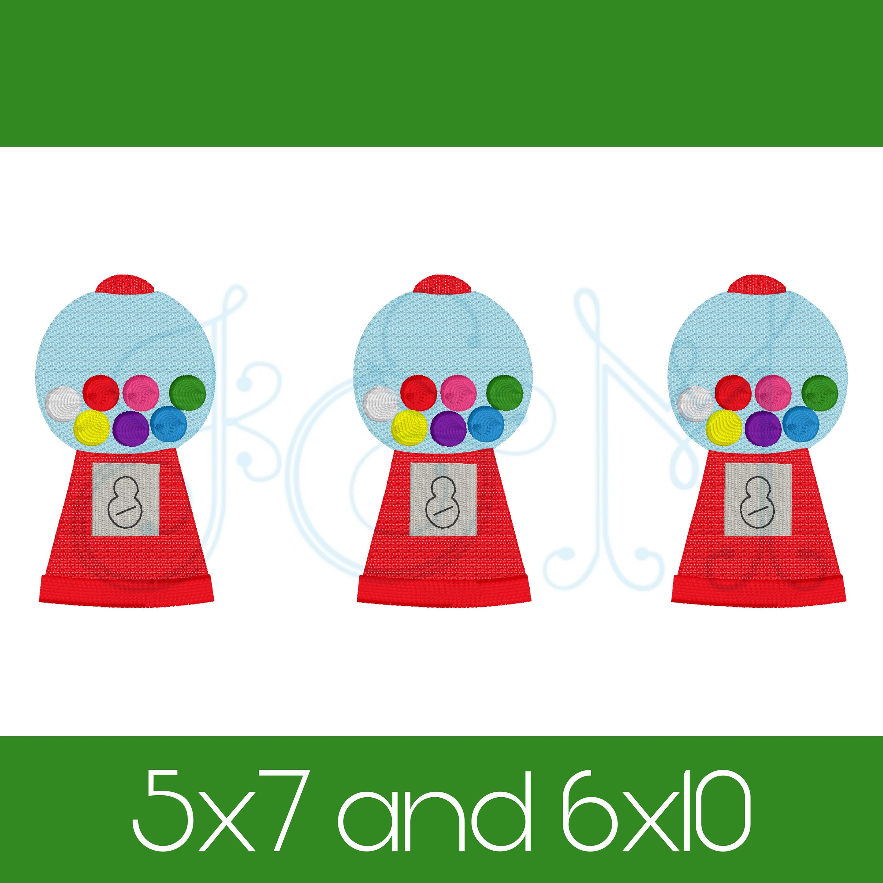 Gumball Candy Machine Trio Line of Three in a Row Sketch Fill | Etsy