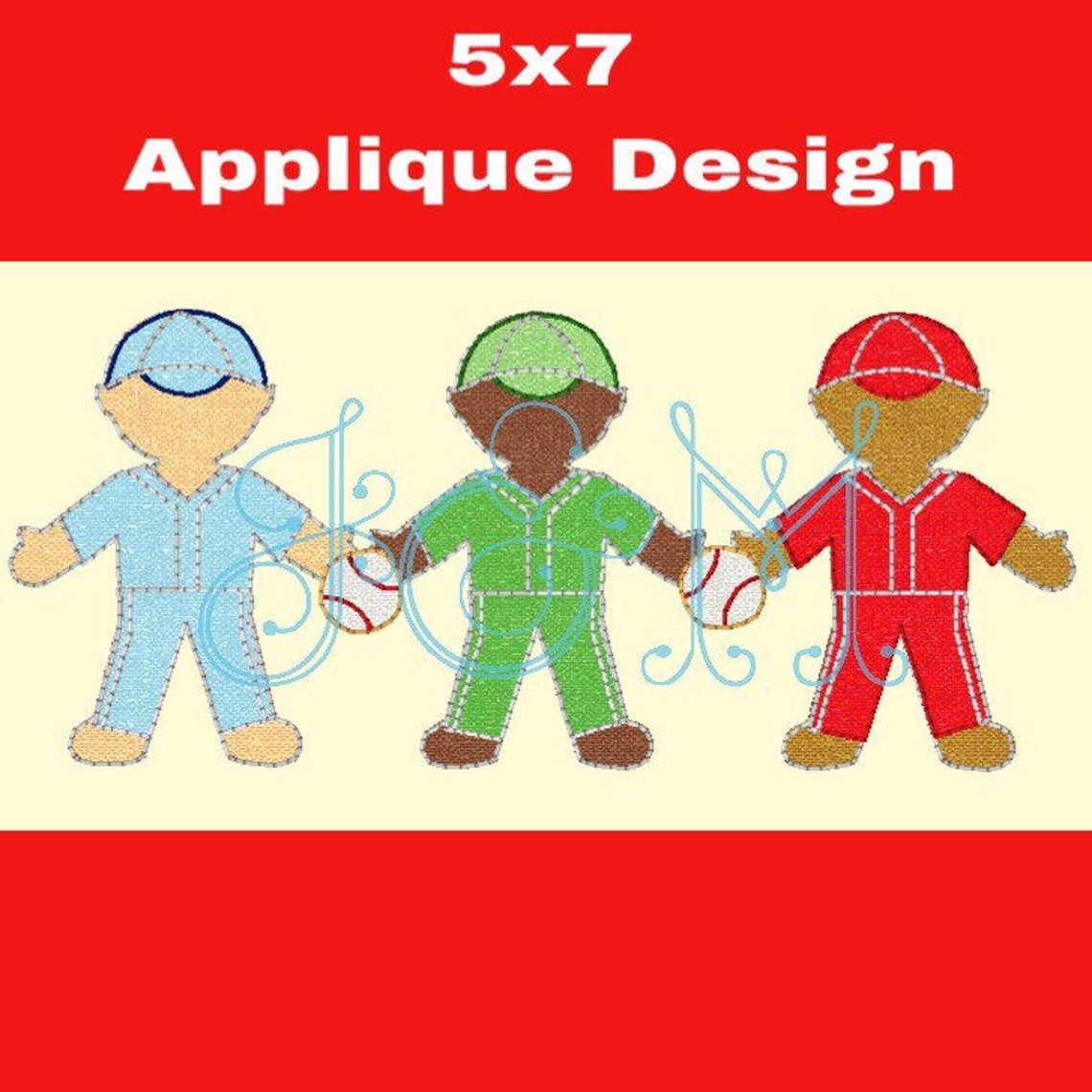 Running Stitch Baseball Paper Doll Chain Embroidery Design 5x7 - Etsy