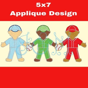 Running Stitch Baseball Paper Doll Chain Embroidery Design 5x7 - Etsy