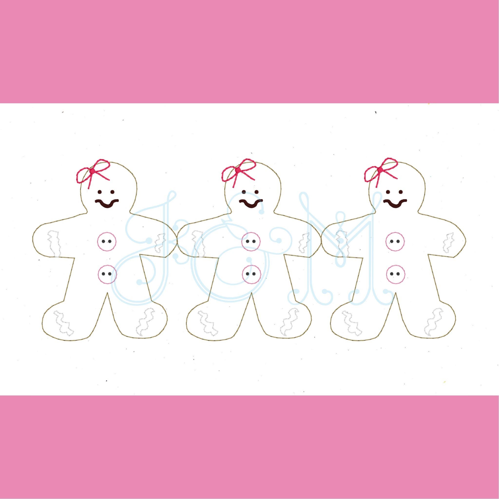 Gingerbread Girl Paper Doll Chain Vintage Stitch Machine Embroidery ...