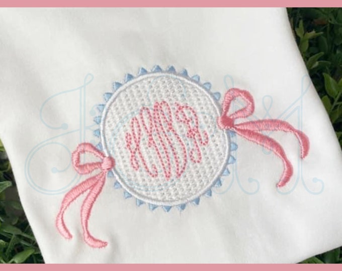 Circle Motif Fill Scallop Edge Monogram Frame With Side Bows - Etsy