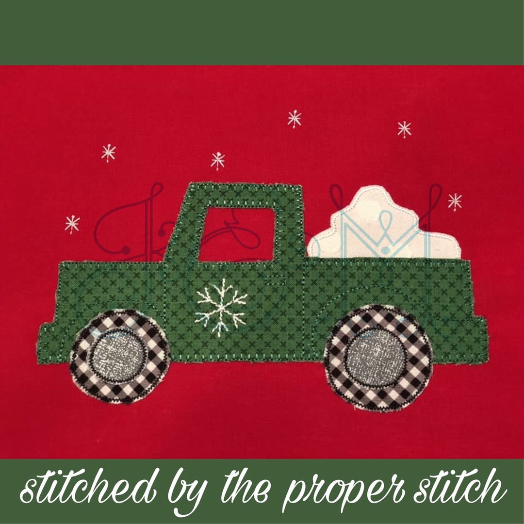 Snow Truck Winter Snowman Snowmobile Blanket Stitch Applique Vintage ...