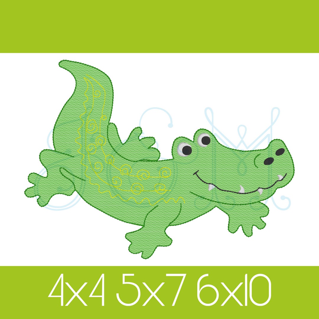 Funky Alligator Sketch Fill Vintage Bean Running Quick Stitch Outline ...