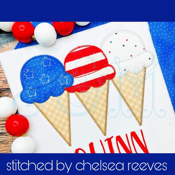 Patriotic July Fourth Ice Cream Cone Trio Bundle of Three With | Etsy