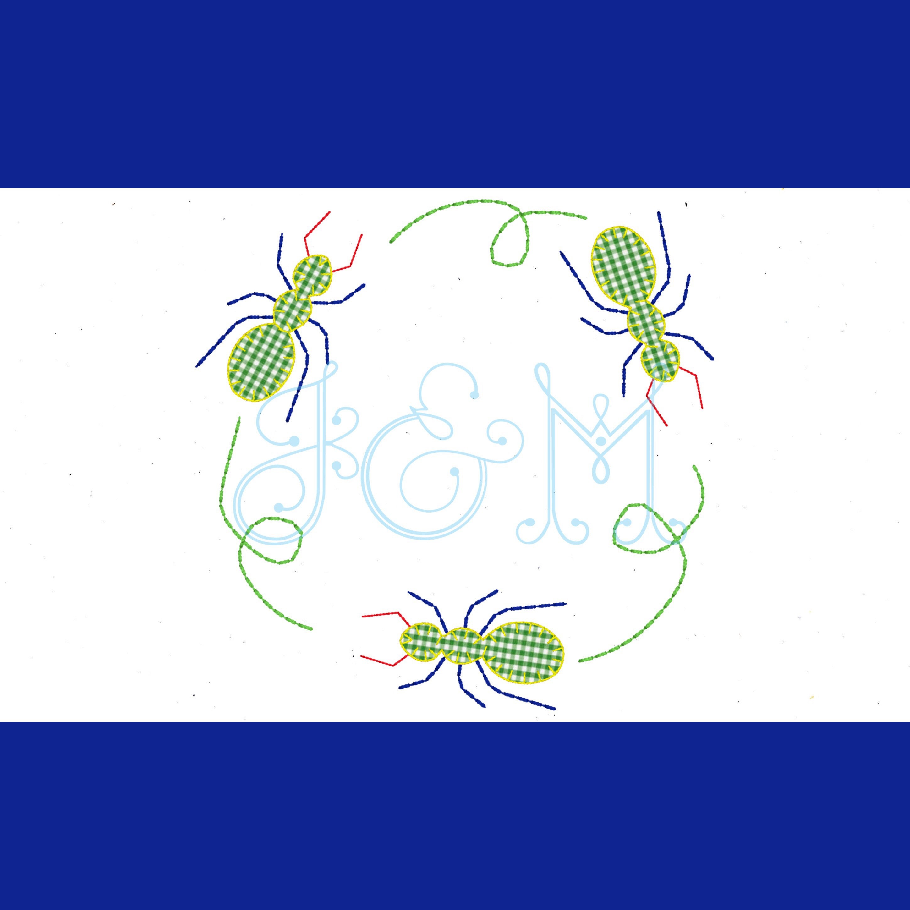 Stitchy Ant Bug Monogram Frame Blanket Stitch Applique Vintage | Etsy