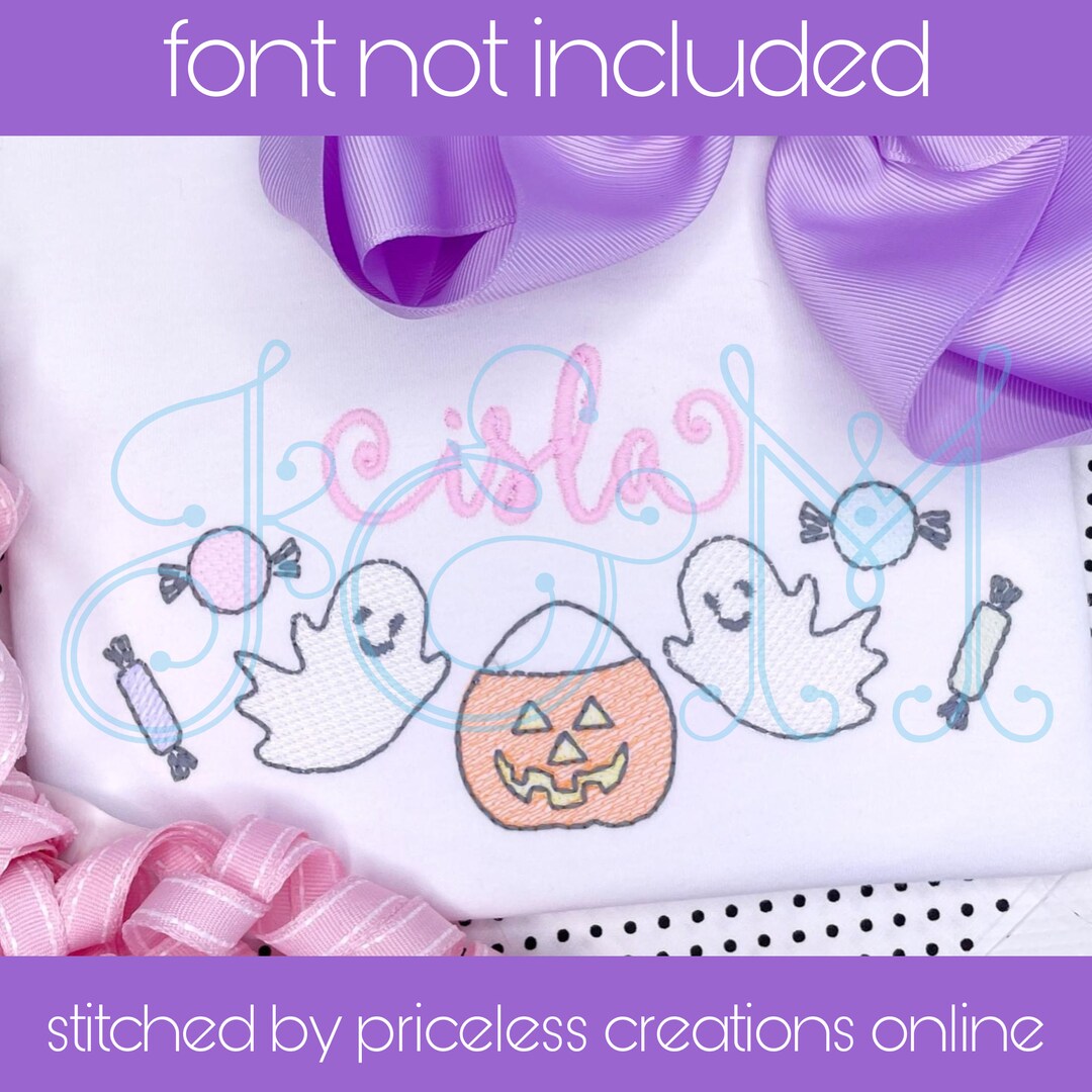 Halloween Ghost Cutie Pumpkin and Candy Trick or Treat Line Halloween ...