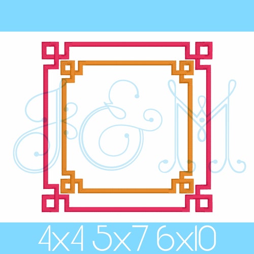Greek Key Square Monogram Frame Machine Embroidery File - Etsy