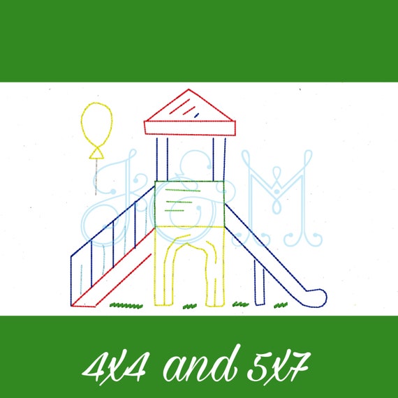 Swing Set Vintage Stitch Line Embroidery Design | Etsy