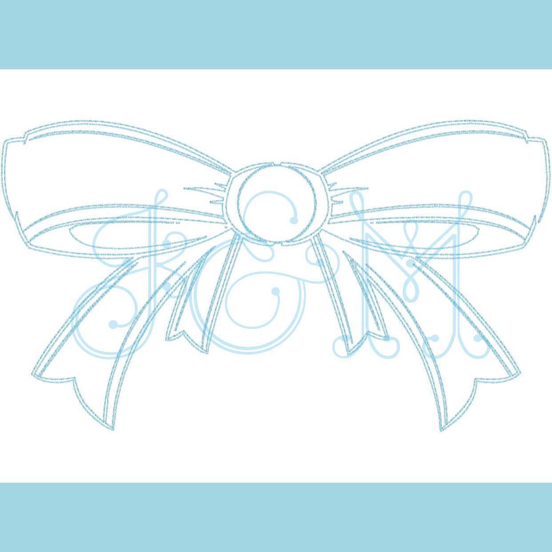 Light Blue Ribbon Bow Bean Stitch Quick Stitch Outline Vintage Style ...