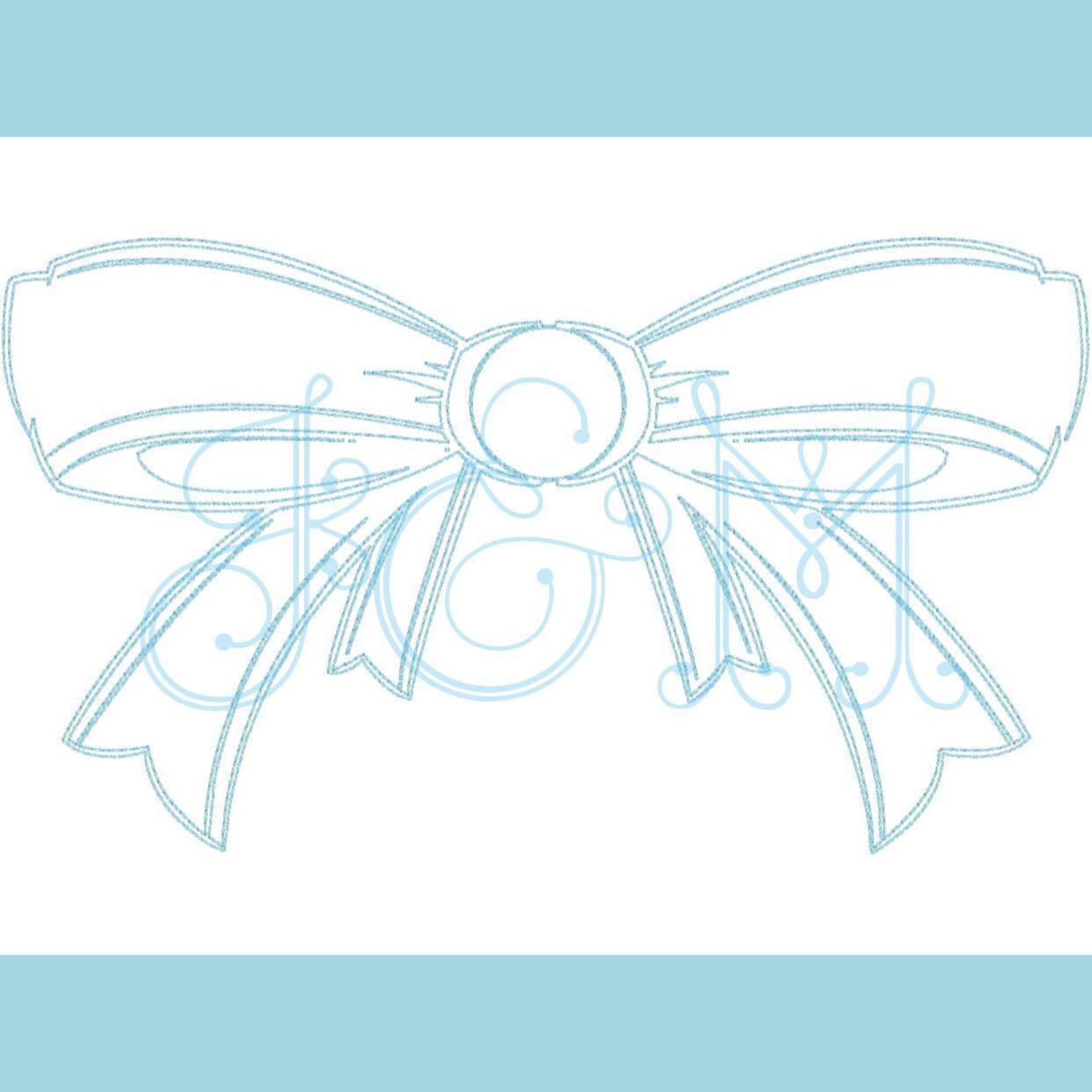 Light Blue Ribbon Bow Bean Stitch Quick Stitch Outline Vintage Style ...