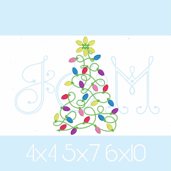 Squiggle Christmas Tree Light Satin Stitch and Stem Bean | Etsy