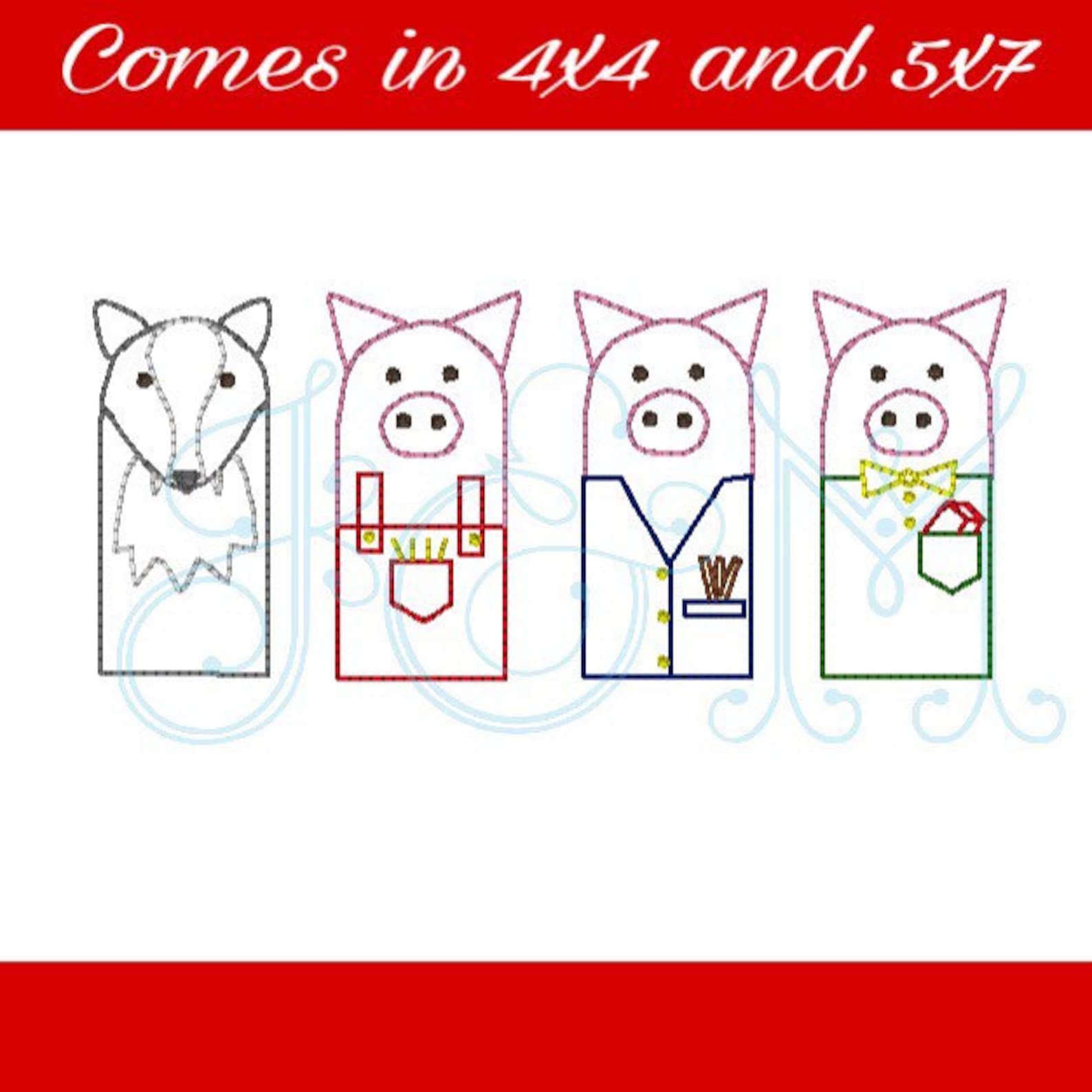 The Three Little Pigs Nugget Quick Stitch Embroidery Design - Etsy