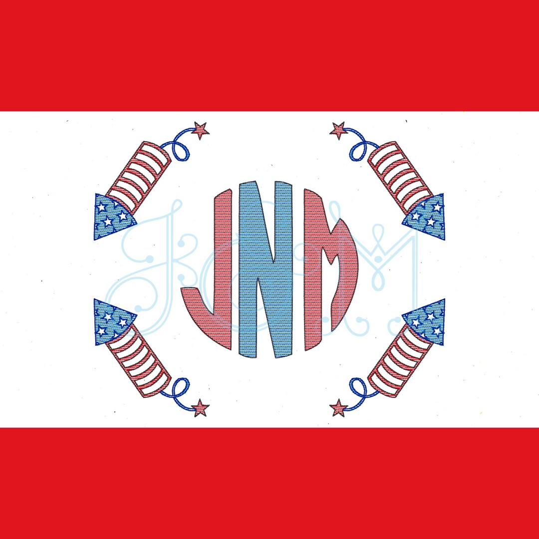 Fourth of July Firework Sparkler Firecracker Monogram Frame Sketch Fill ...