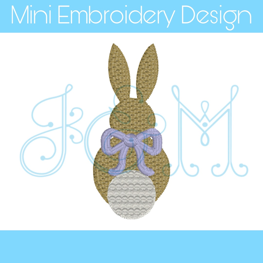 Girly Cottontail Easter Bunny With Bow Mini Sketch Fill Bean Stitch ...
