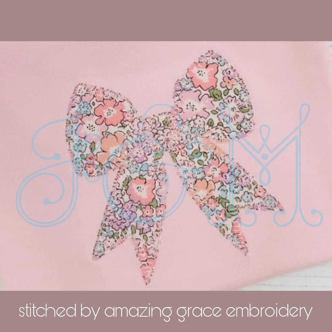 Classic Grandmillenial Extra Full Bow Blanket Stitch Applique Simple ...
