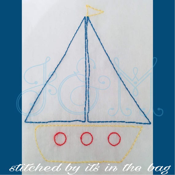 Stitchy Sailboat Vintage Stitch Embroidery Vintage Style | Etsy