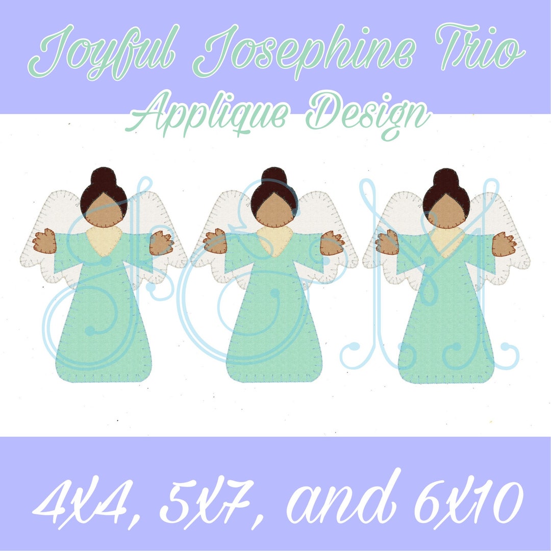 Josephine Angel Trio, Vintage Applique Machine Embroidery Design ...