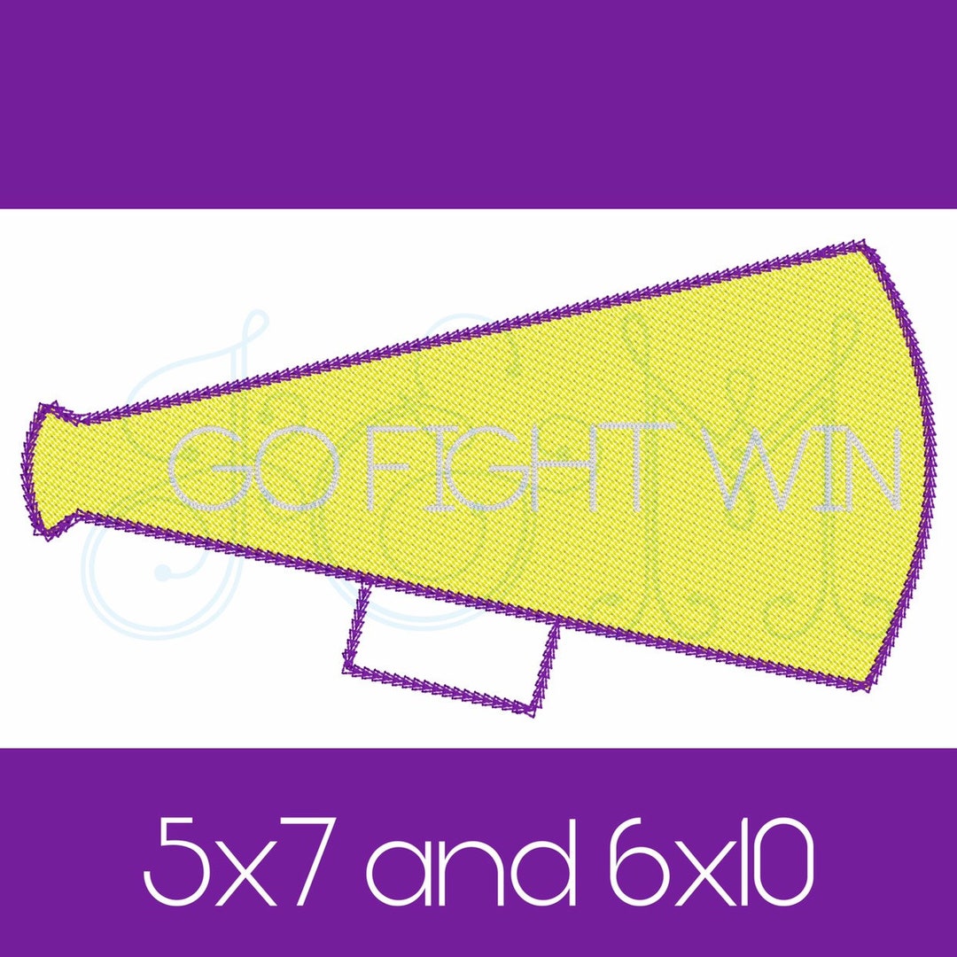 Go Fight Win Cheerleading Megaphone School Spirit Chain Stitch Sketch ...