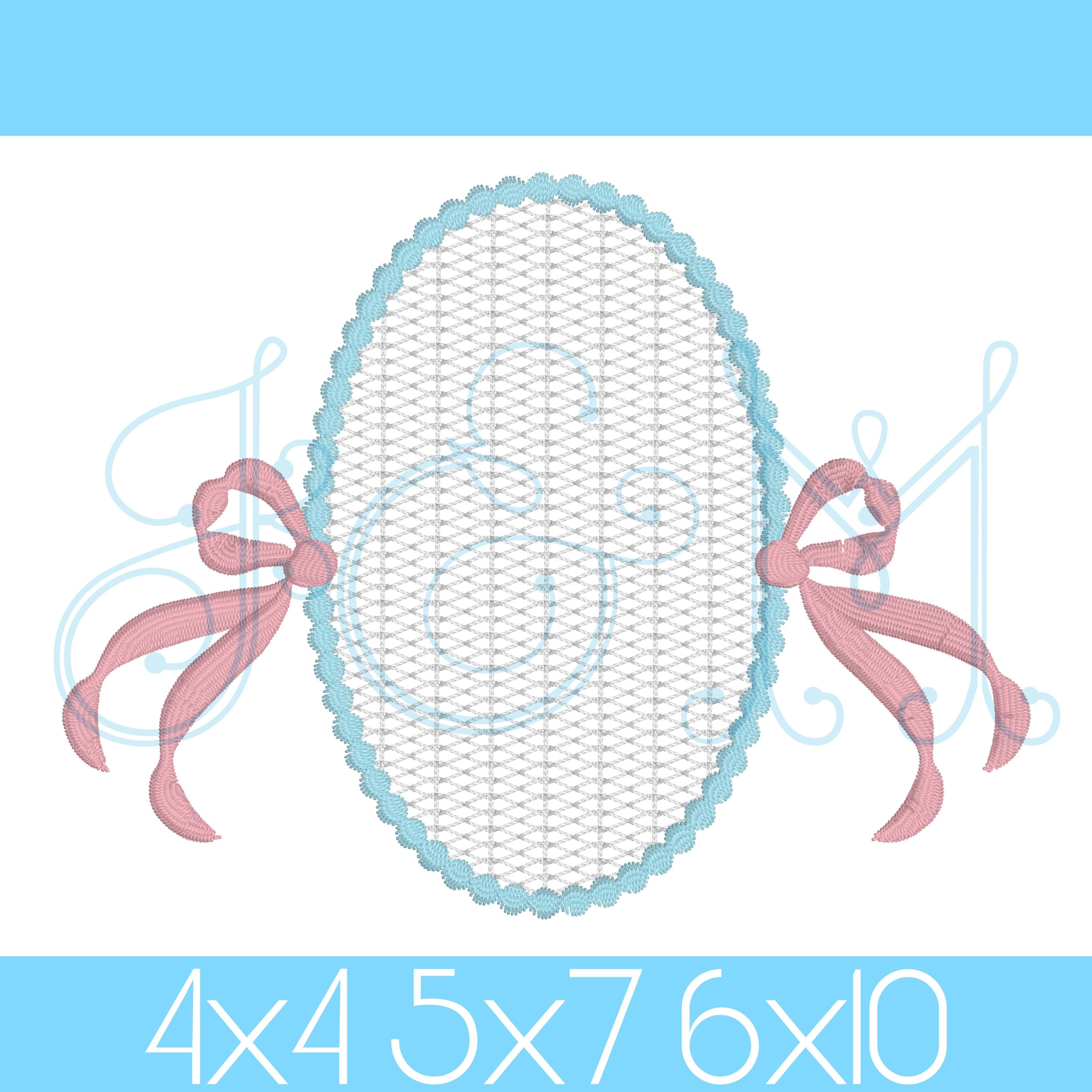 Oval Motif Fill Pearl Dot Edge Monogram Frame with Side Bows | Etsy