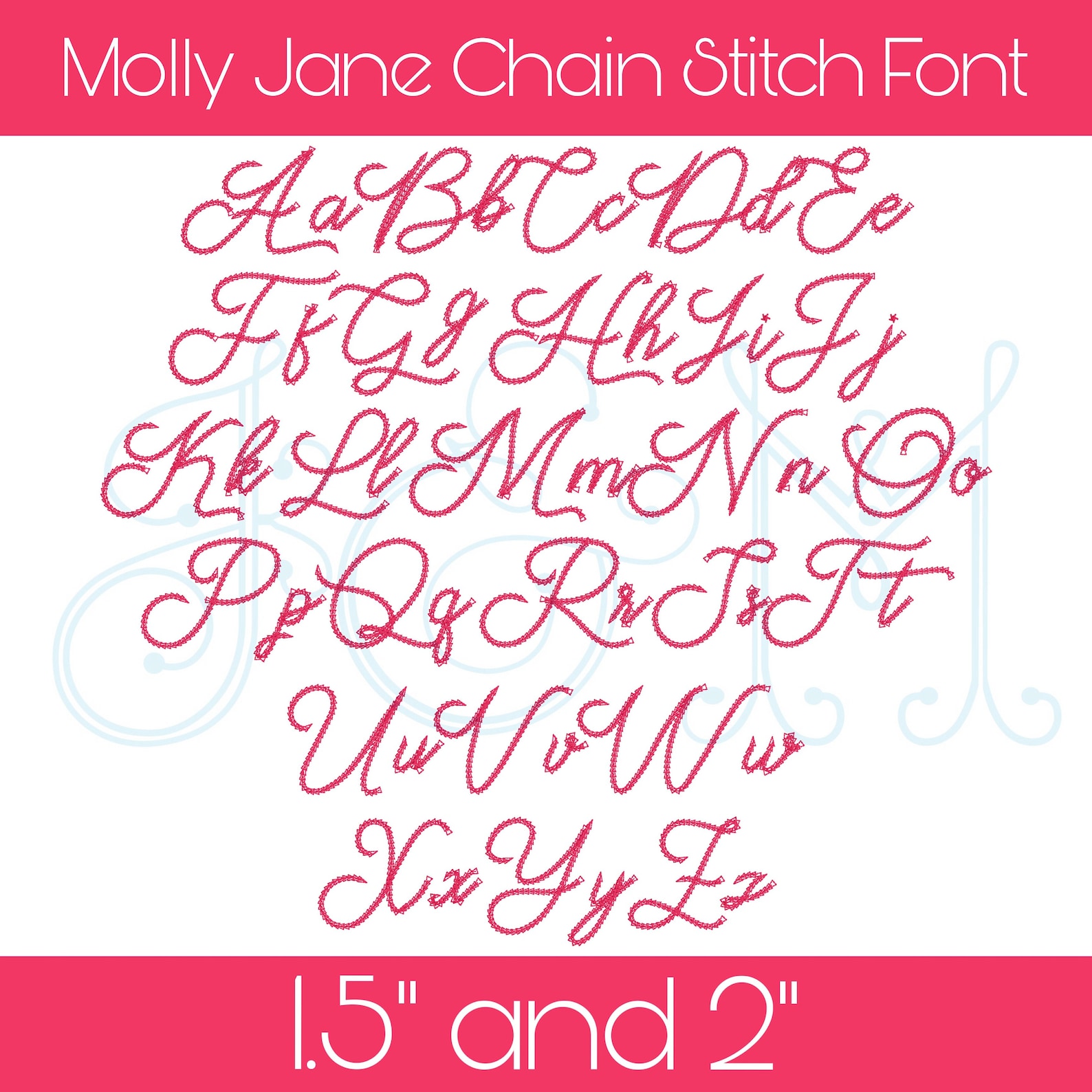 Molly Jane Cursive Script Retro Style Chain Stitch Bean Stitch - Etsy