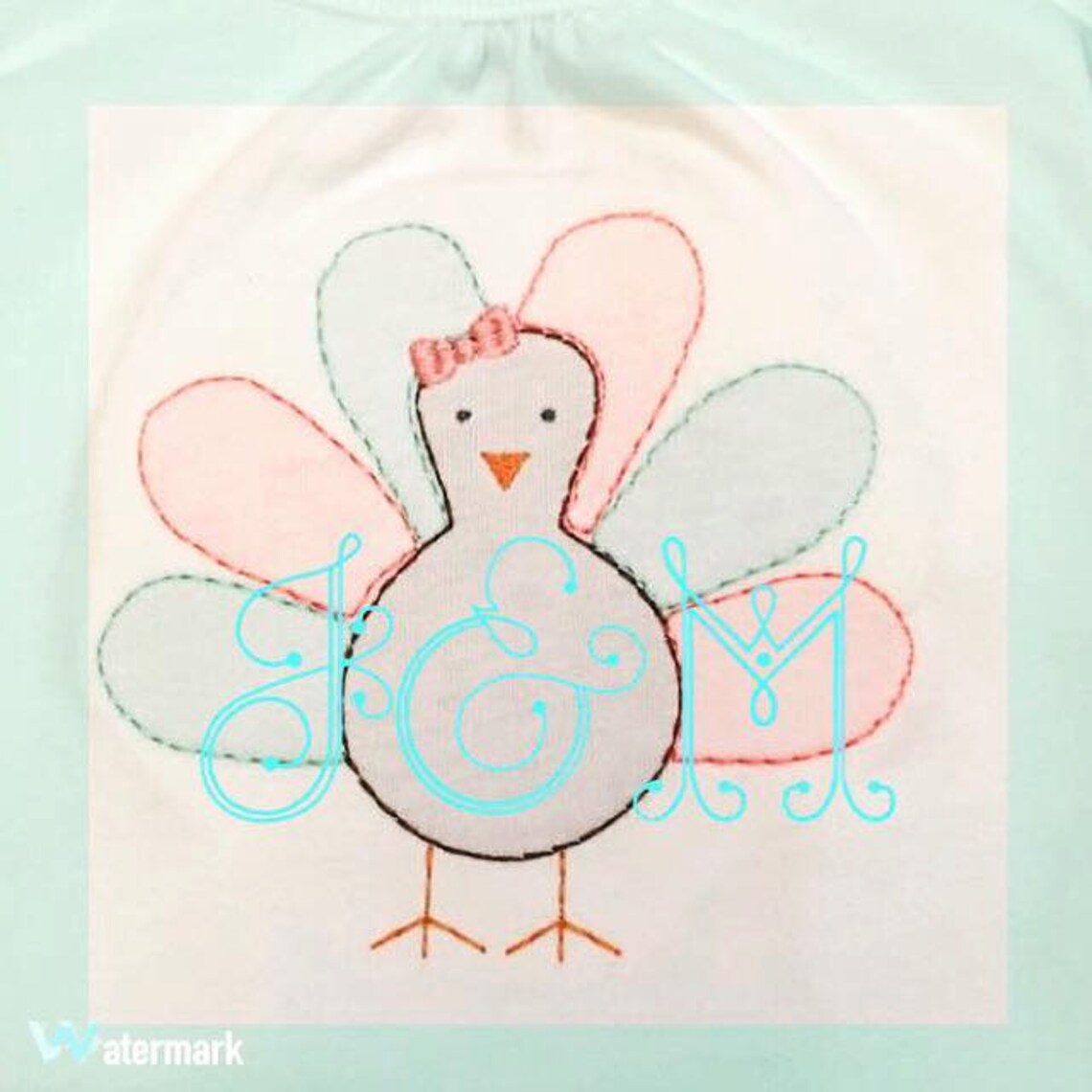 Shadow Work Turkey Machine Embroidery Design Two Sizes | Etsy