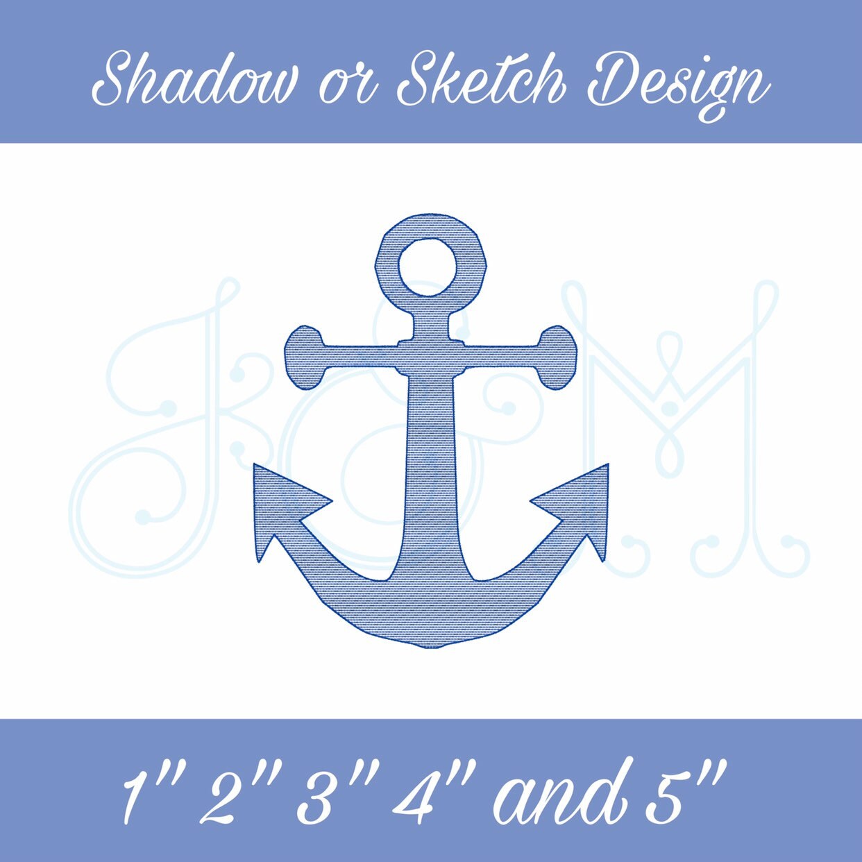 Anchor Shadow Work or Sketch Fill Embroidery Nautical Vintage Style ...