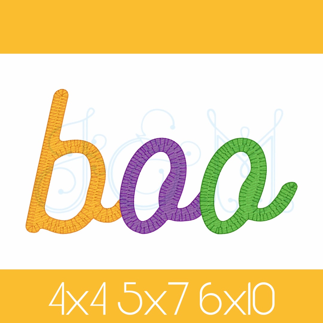 Boo Bubble Letter Halloween Blanket Stitch Applique Outline Vintage ...