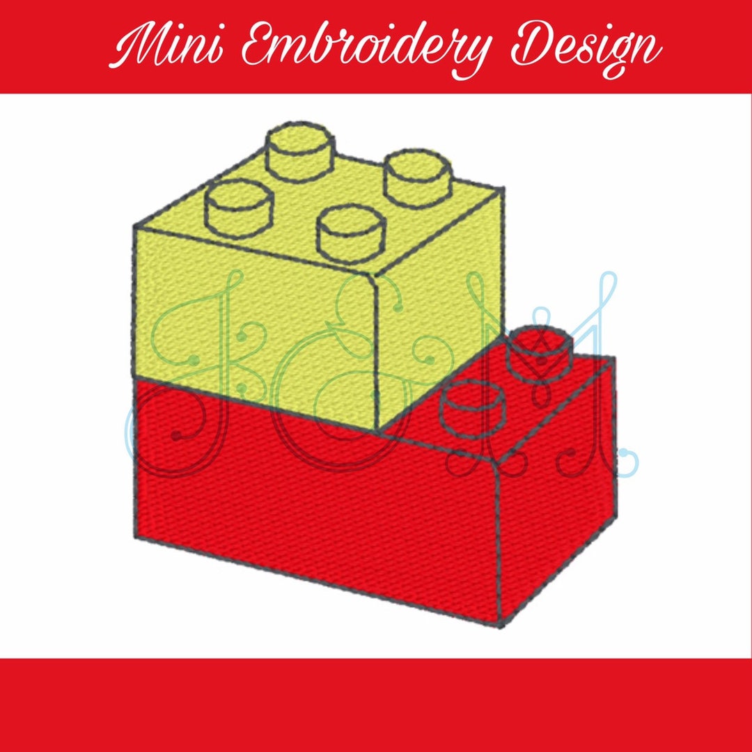 Building Block Toy Mini Filled Stitch Vintage Style Machine Embroidery ...