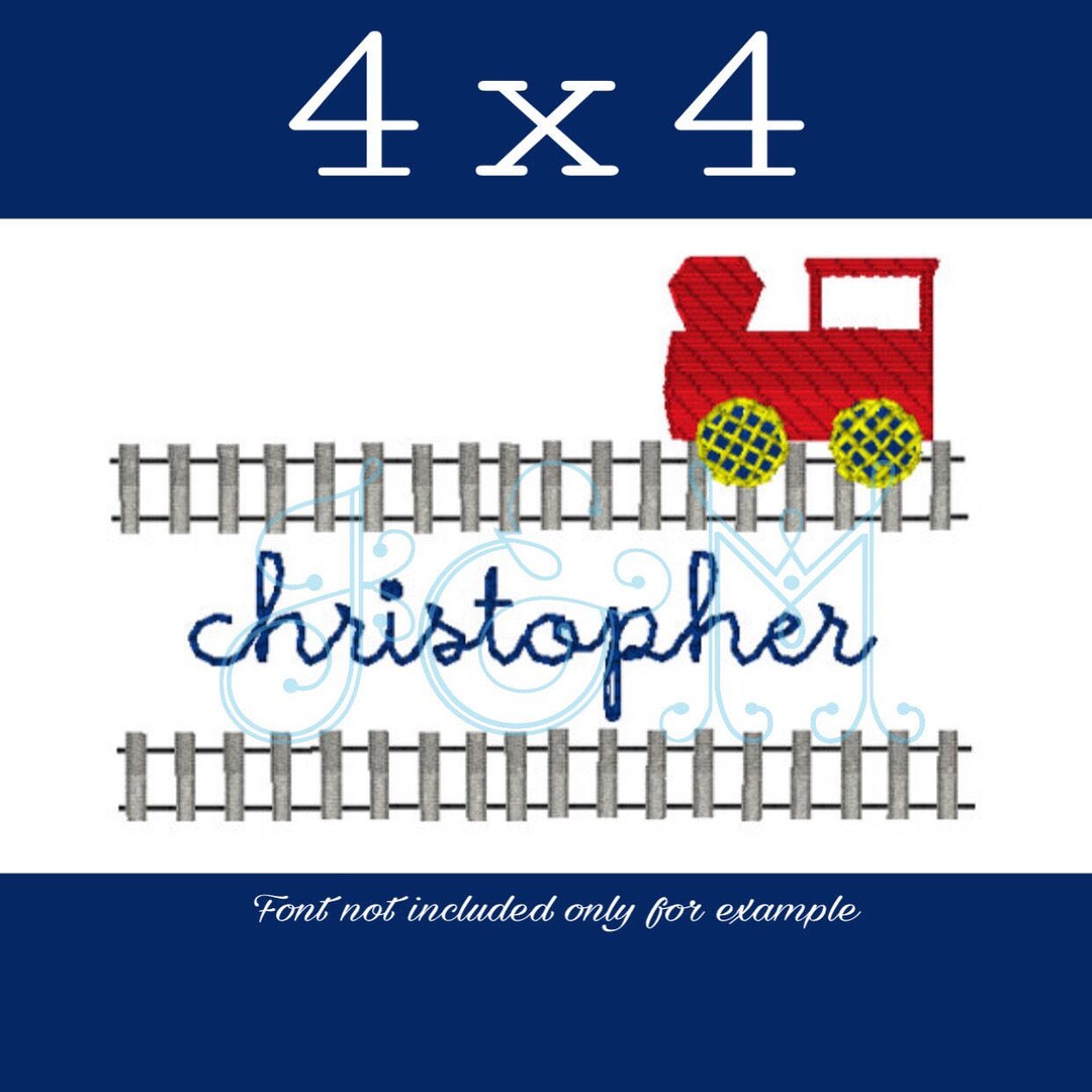 4X4 Train Track Frane and Train Motif Name Embroidery Design - Etsy