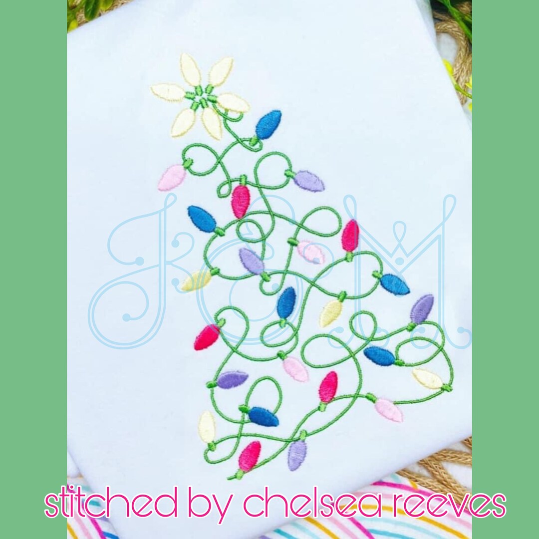Squiggle Christmas Tree Light Satin Stitch Vintage Style Machine ...