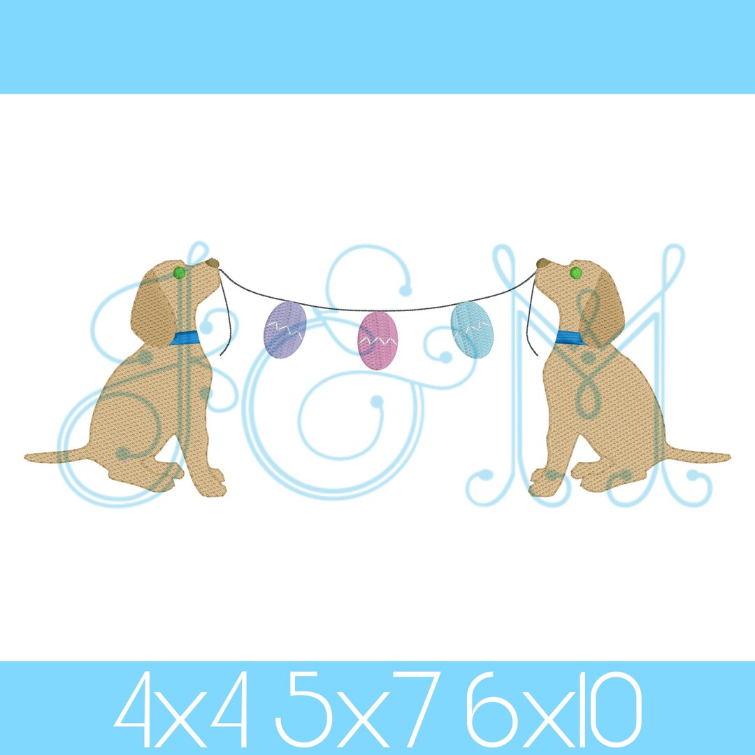 Easter Lab Puppies With Easter Egg Bunting Flags Sketch Fill Bean ...