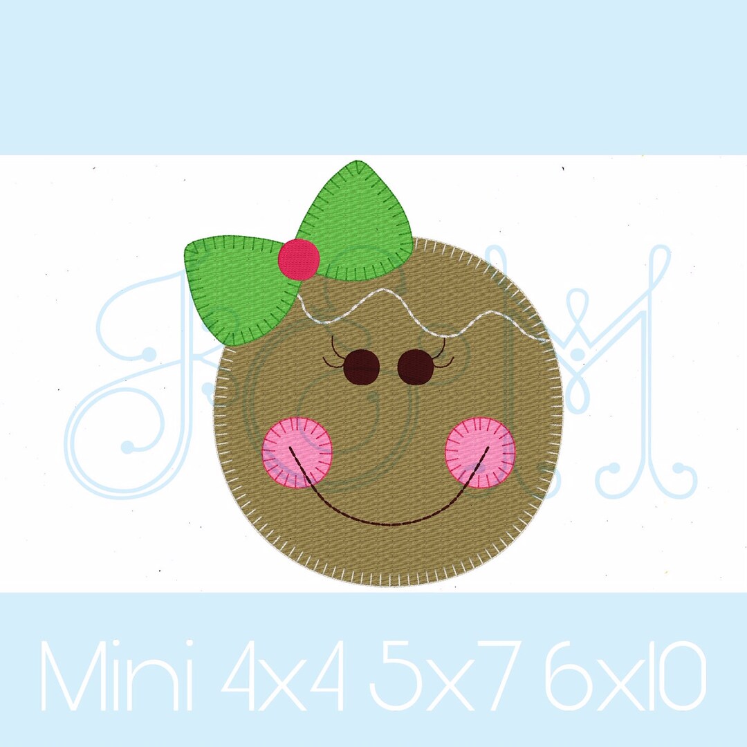 Gingerbread Girl With Bow Face Smile Christmas Winter Blanket Stitch ...