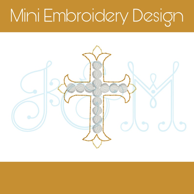 Christening or Baptism Fancy Cross Mini Satin Stitch Motif - Etsy