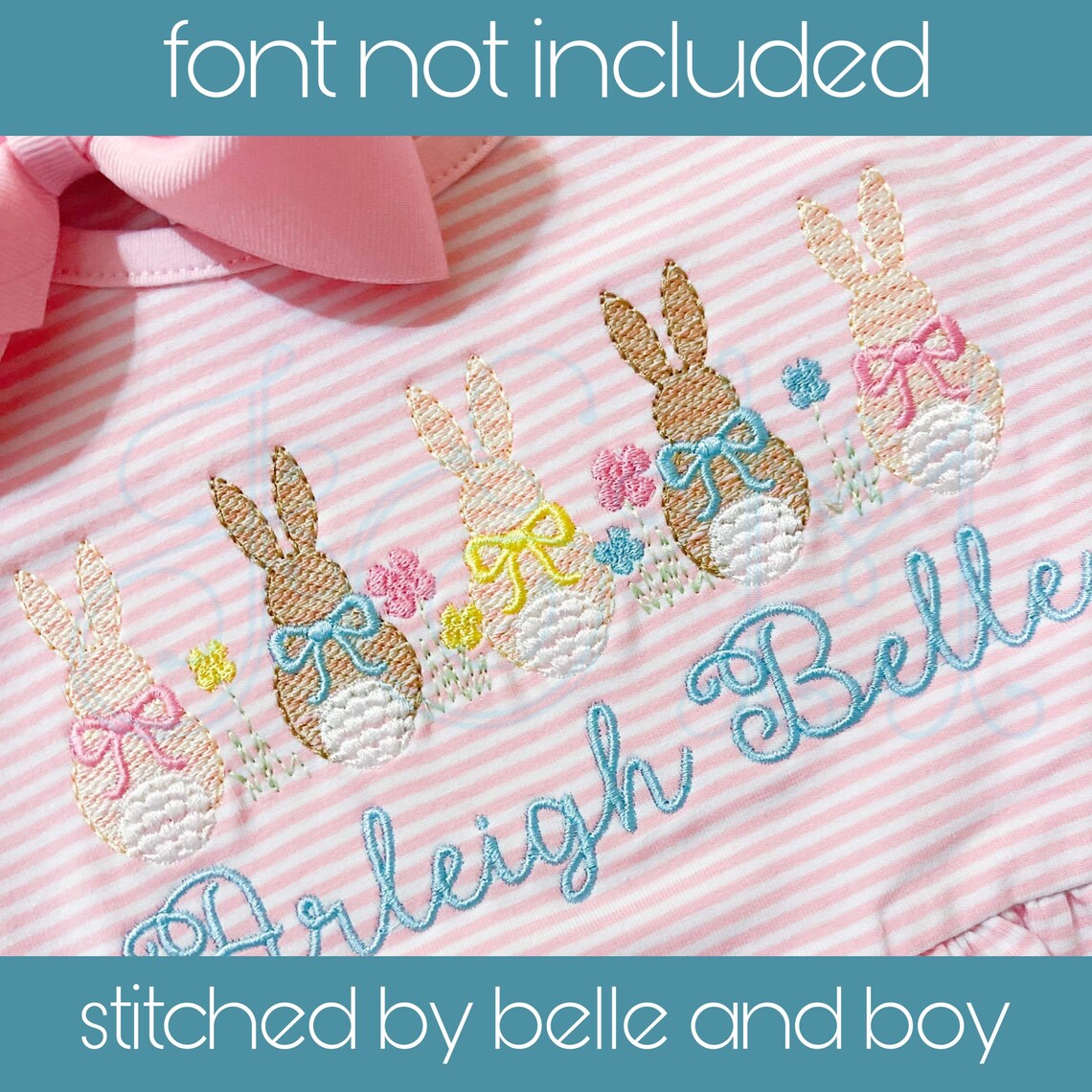 Girly Cottontail Easter Bunnies With Bows and Flowers Line of - Etsy