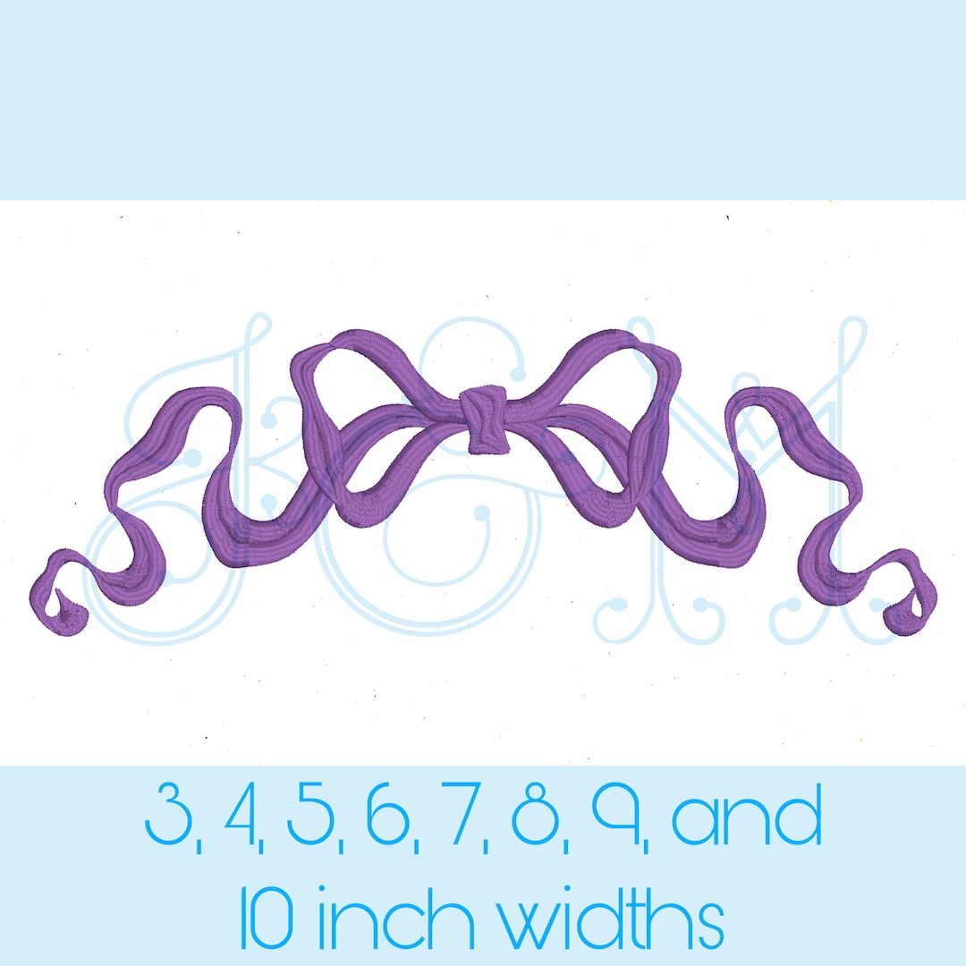 Fancy Scroll Heirloom Ribbon Bow 7 Sizes Included Satin Stitch Vintage ...