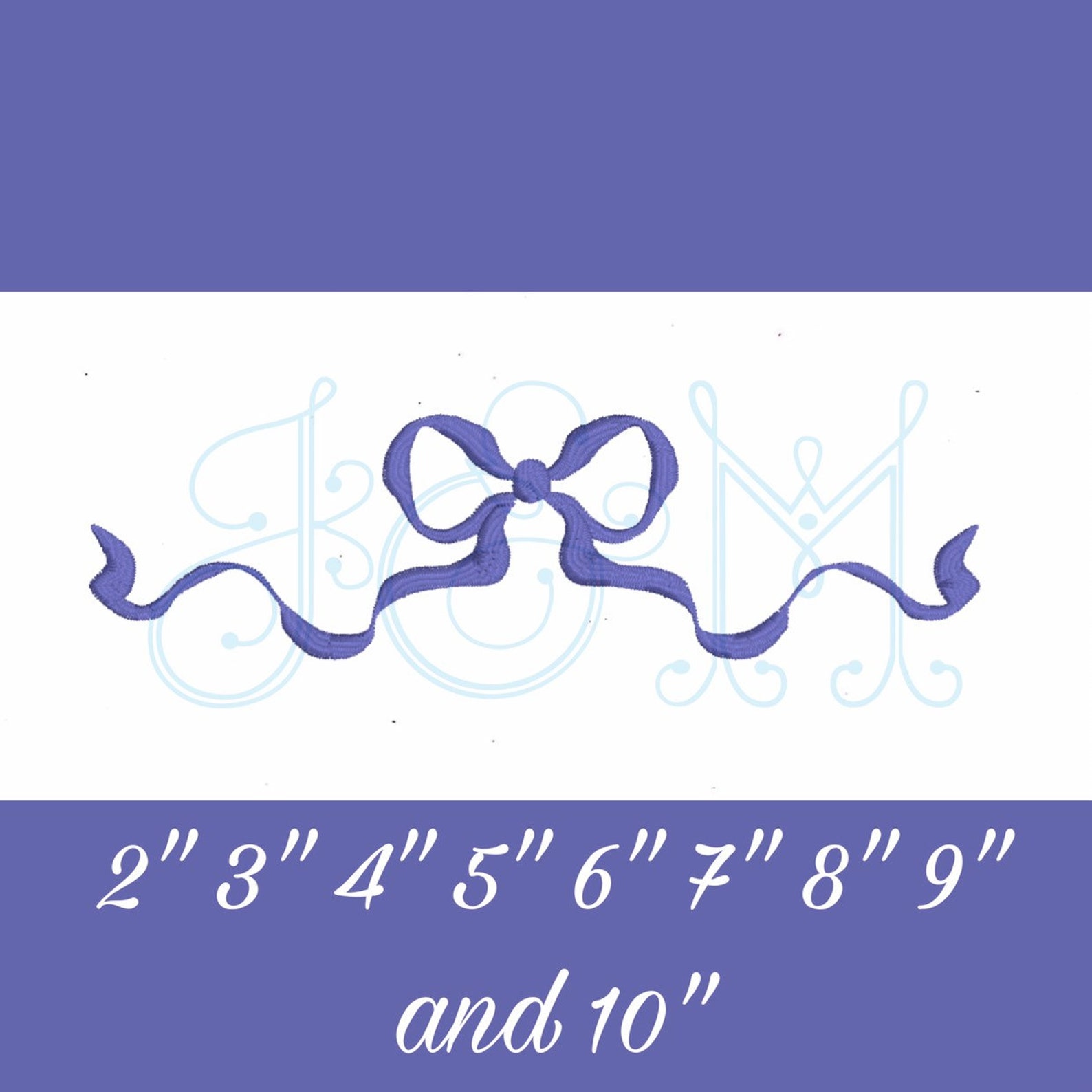 Emma Kate Heirloom Bow Satin Stitch Long Ribbon Frame Border Monogram ...