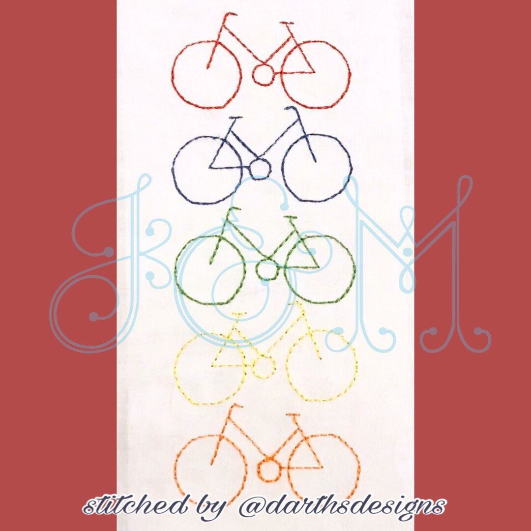 Bicycle Vintage Stitch Line Embroidery Design - Etsy