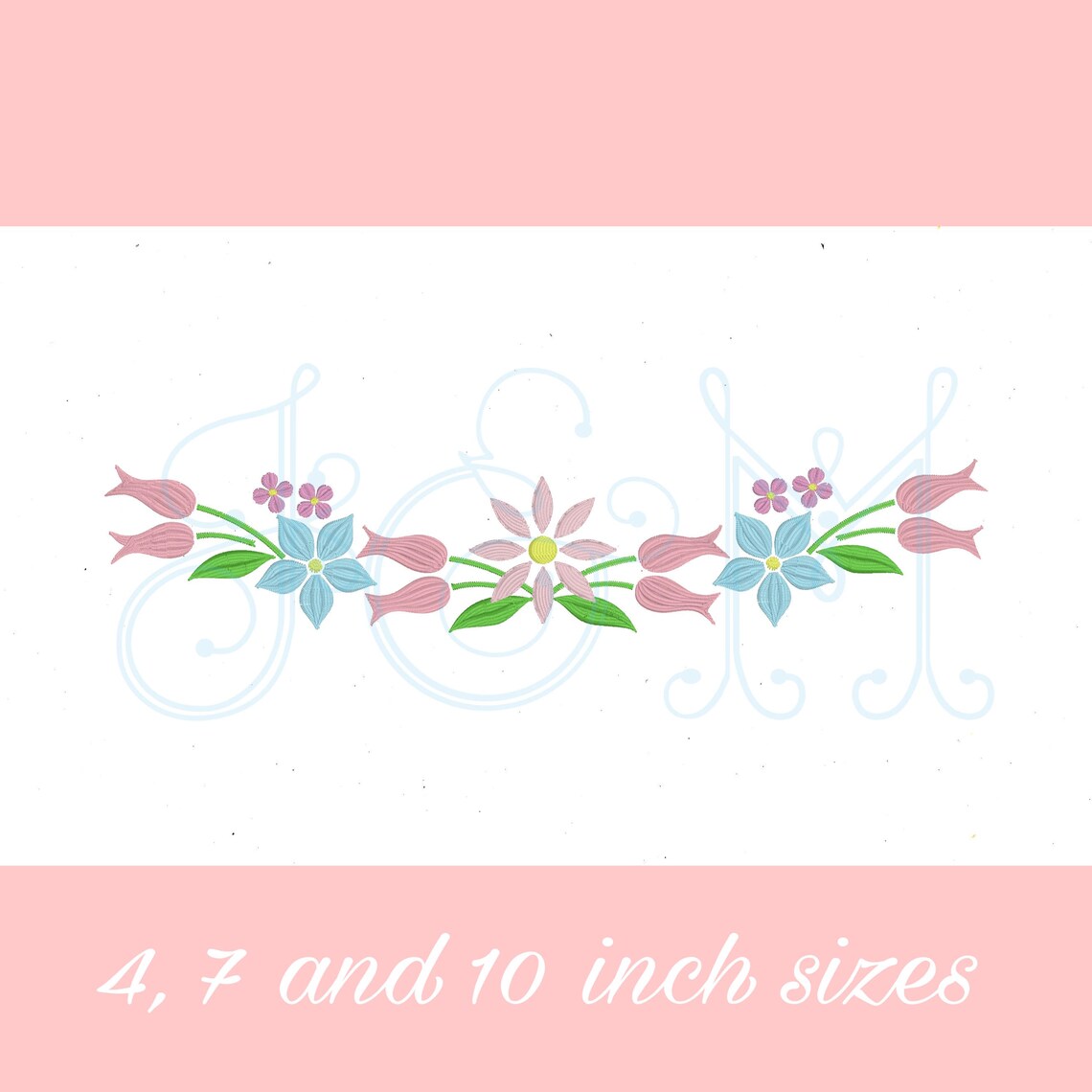 Floral Spray Swag Satin Stitch Vintage Style Machine Embroidery Design ...