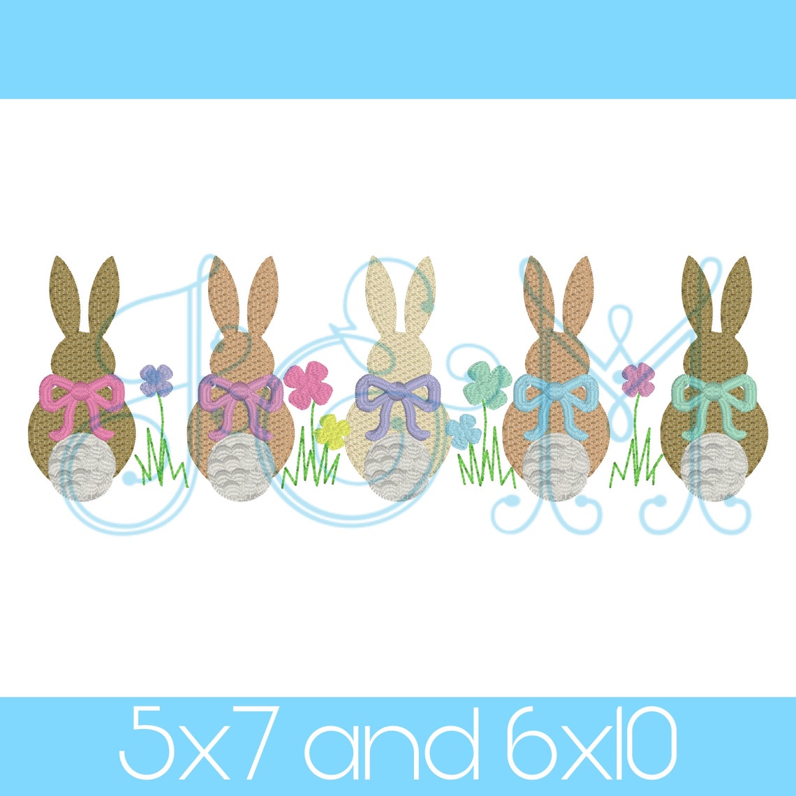 Girly Cottontail Easter Bunnies With Bows and Flowers Line of - Etsy