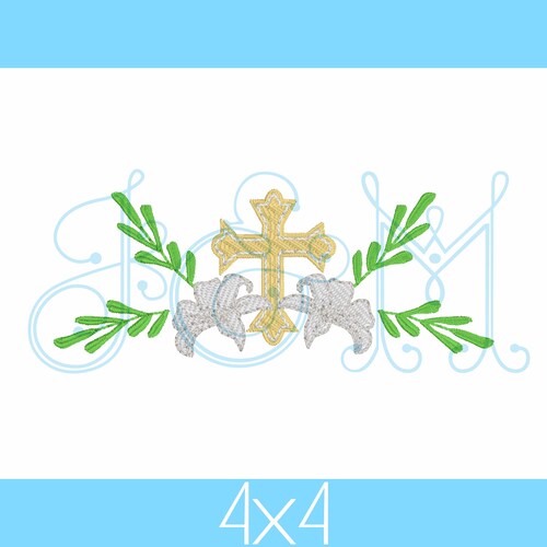 Easter Lilly and Cross Crest Monogram Frame Border Satin - Etsy