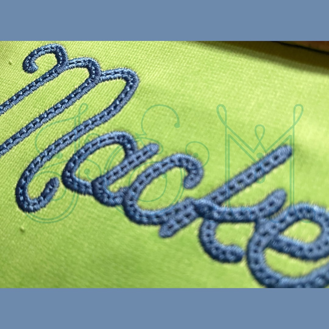 Jasmine Font - Satin Stitch With Bean Stitch Top Stitch Retro Hand ...