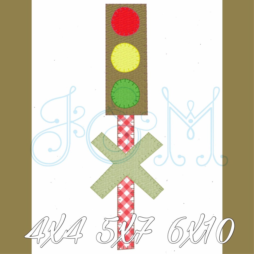 Railroad Crossing Stoplight Blanket Stitch Applique Vintage Style ...