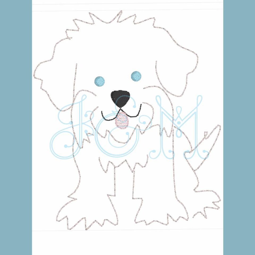 Big Browder Sketch Maltese Boy Puppy Dog Bean Stitch Outline Vintage ...