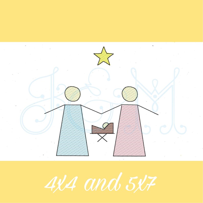 Nativity Stick People Scene Vintage Stitch Sketch Fill and - Etsy