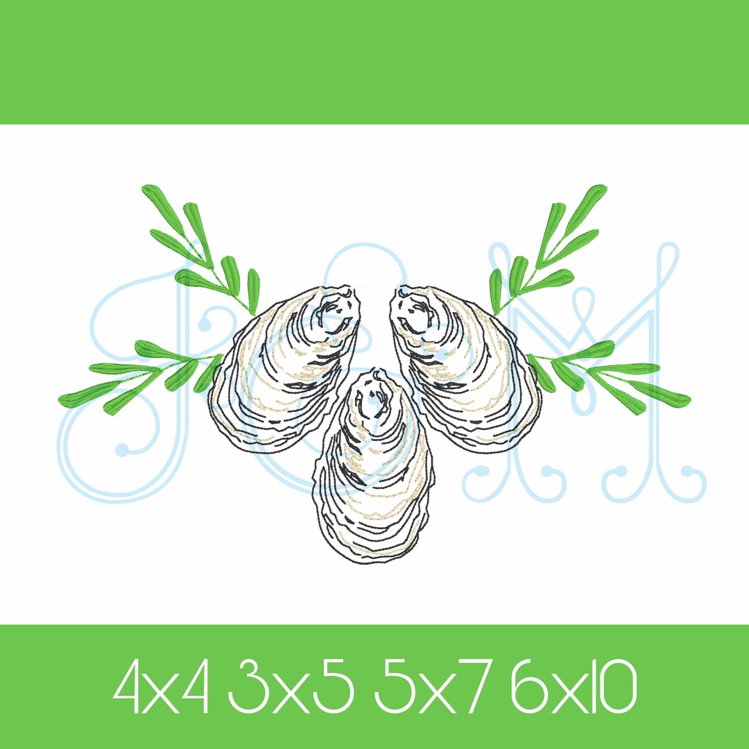 Oyster and Greenery Swash Monogram Frame Border Bean Stitch Quick ...