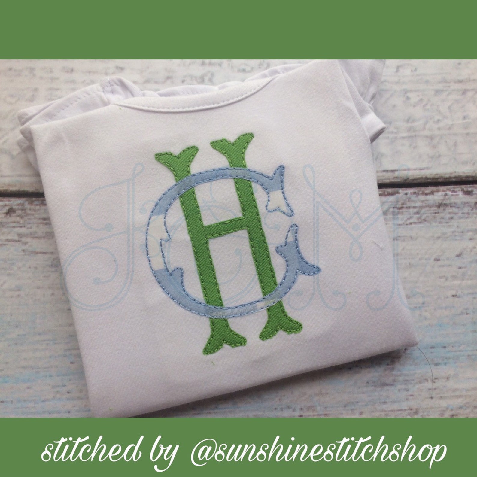 Mary Ross Antique Double Two Letter Monogram Bean Stitch Raggy | Etsy