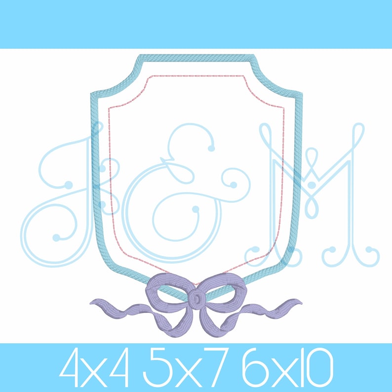 Heirloom Bow Bottom Crest Monogram Frame Border Satin and - Etsy