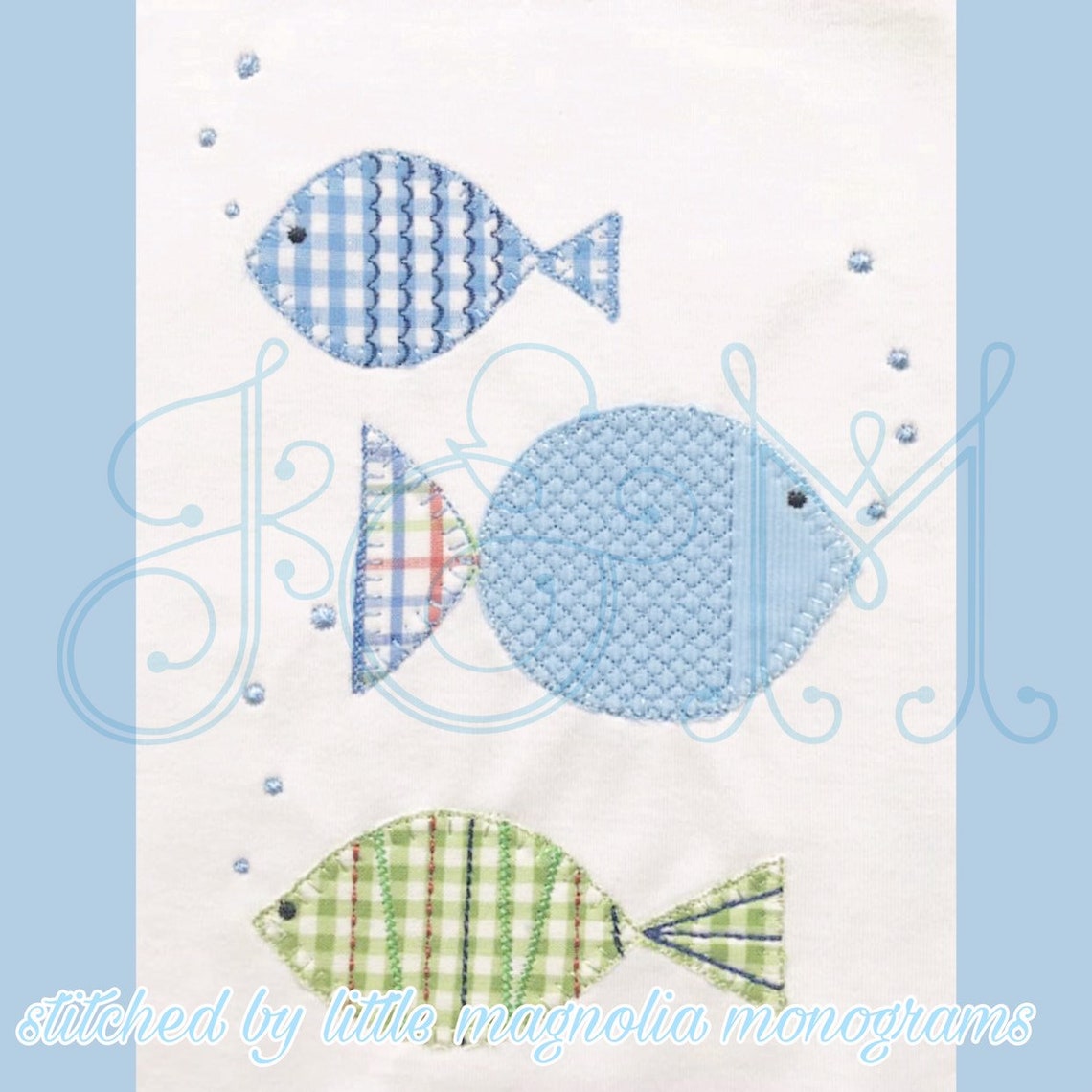 Deco Bubble Fish Stack Trio Group of Three Blanket Stitch | Etsy