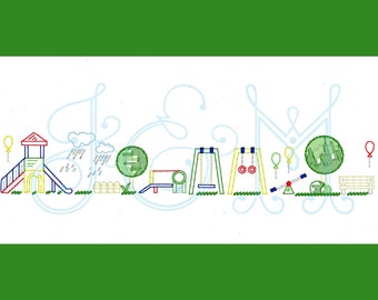 Playground Embroidery | Etsy