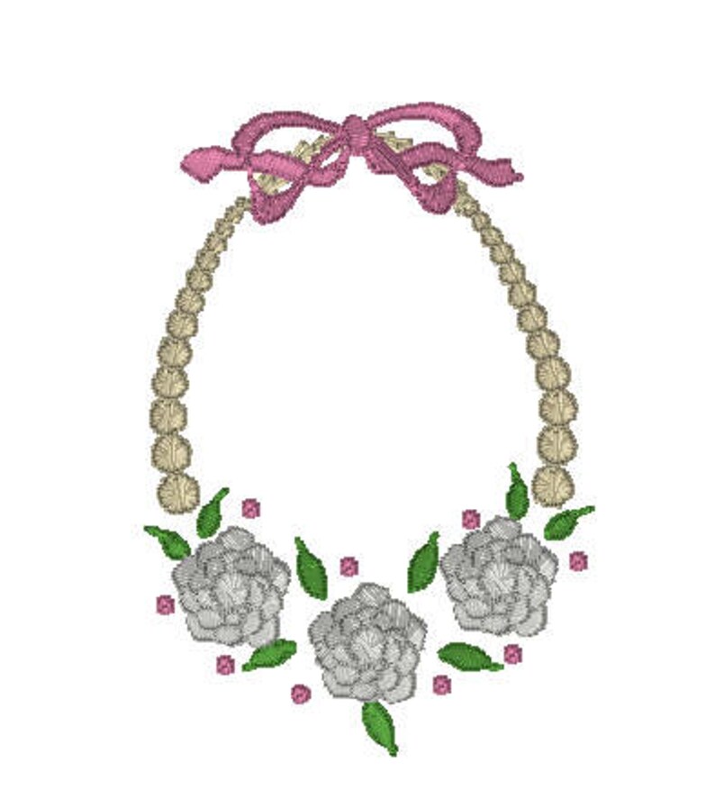 Heirloom Rose and Pearl Monogram Frame Border With Ribbon Bow | Etsy